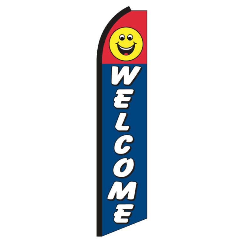 Welcome Smiley Face Swooper Feather Flag - 3 Day Flags